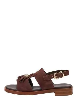 FRAU Tassel-detail Suede Sandals - Brown