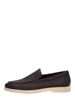 FRAU Grained Leather Loafers - Brown