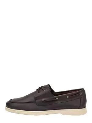 FRAU Grained Leather Boat Shoes - Brown