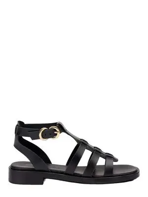 FRAU Cage Leather Sandals - Black