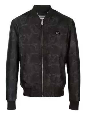 Philipp Plein Graphic-print Acetate Bomber Jacket - Black