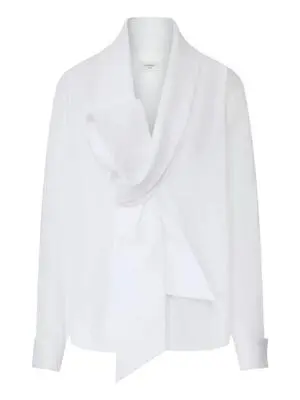 Saint Laurent Lavallière Bow-detail Cotton Shirt - White