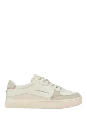 Calvin Klein Panelled Logo-print Lace-up Sneakers - Neutrals