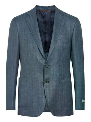 Canali Herringbone-pattern Suit - Blue