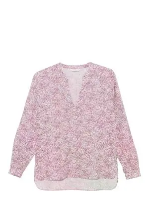 XACUS Floral-Print Linen Blouse