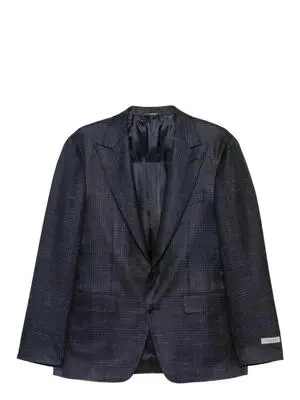 Canali Check-pattern Single-breasted Blazer - Blue