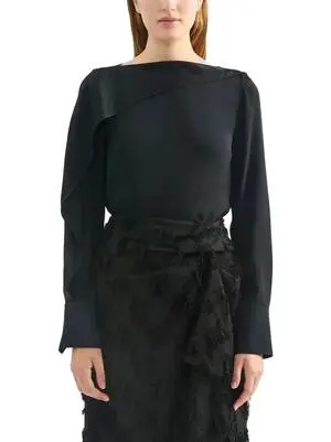 Erdem Ruffled Long-sleeve Blouse - Black