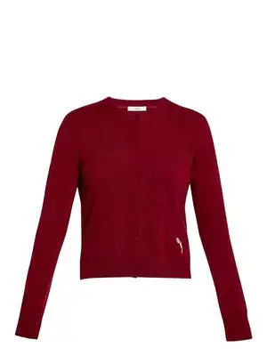 Erdem Floral-embroidered Cardigan - Red