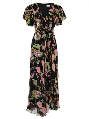 TEMPERLEY LONDON Maisie Sequin-embellished Floral-print Dress - Black