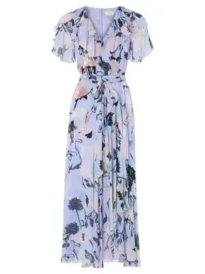 TEMPERLEY LONDON Maisie Sequin-embellished Ruffled Wrap Dress - Blue