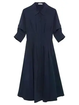 SIMKHAI Jazz Pintucked Cuffed Midi Dress