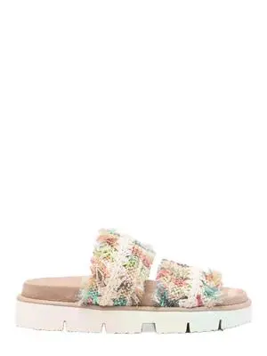 Mou Crochet-knit Fringed Sandals - Neutrals