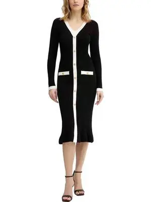 Guess Ribbed-knit Midi Dress - Black