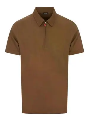 Kiton Zip-up Piqué Polo Shirt - Brown