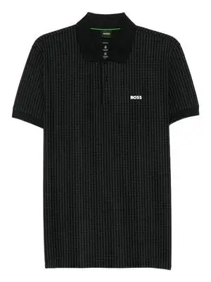 BOSS Cotton-piqué Polo Shirt With All-over Print - Black