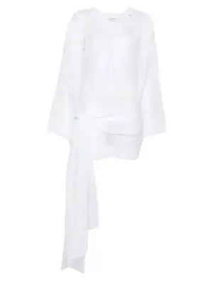 Andamane Lace-up Knotted-waist Mini Dress - White