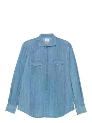 MAZZARELLI Western-yoke Chest-pocket Shirt - Blue
