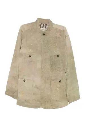 ZIGGY CHEN Drawstring-waist Paint-splatter Shirt - Neutrals