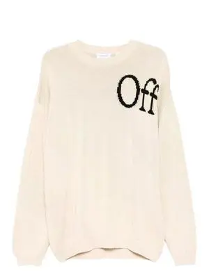 Off-White Logo-print Round Neck Jumper - Neutrals