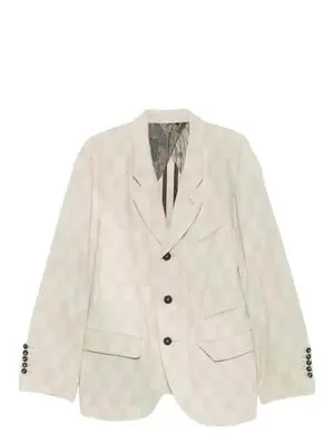 ZIGGY CHEN Checkerboard-pattern Single-breasted Blazer - Neutrals