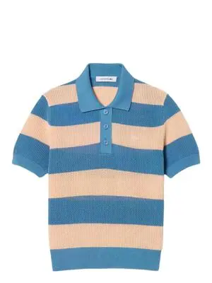 Lacoste Striped Mesh Polo Shirt - Blue