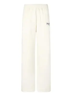 SPORTY & RICH Vendome La Embroidered Cotton-fleece Track Pants - Neutrals