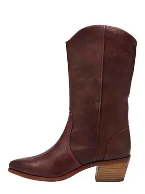 FRAU Texan Distressed Leather Boots - Brown