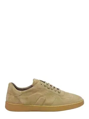FRAU Top-stitching Suede Sneakers - Neutrals