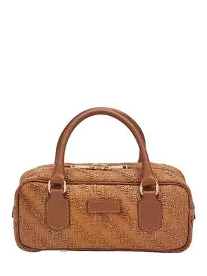 FRAU Boston Woven Raffia Tote - Brown