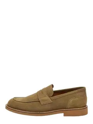 FRAU Distressed Suede Loafers - Brown