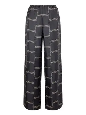 Matteau Printed Silk-twill Straight-leg Pants - Blue