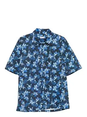 ORIAN Floral-print Short-sleeve Shirt - Blue