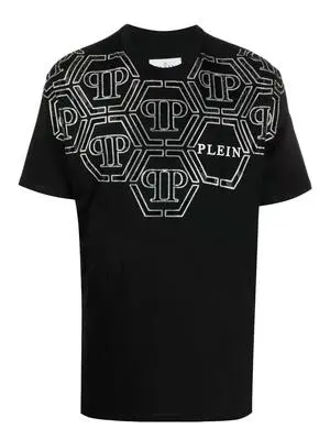 Philipp Plein Ss Hexagon Rhinestone-embellished T-shirt - Black
