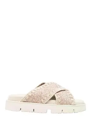 Mou Crochet-trim Crossover-strap Sandals - Neutrals