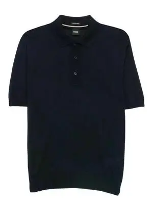 BOSS Short-sleeve Wool Polo Shirt - Blue