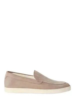 Brunello Cucinelli Chevron-effect Suede Loafer Sneakers - Brown