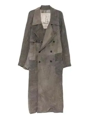 ZIGGY CHEN Double-breasted Pinstripe Coat - Grey