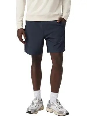 Vuori Aim Elastic Waist 7 Shorts - Navy Linen Texture