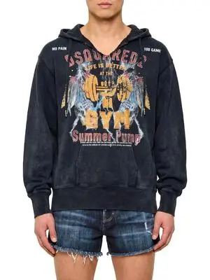 Dsquared2 Graphic Print Hoodie - Charcoal