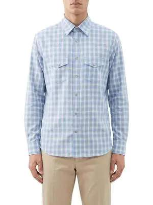 TOM FORD Check Cotton And Linen Casual Shirt - Blue
