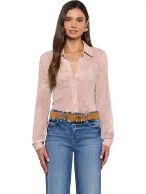 L'Agence Laurent Blouse - Biscuit Multi Scroll Lace Print