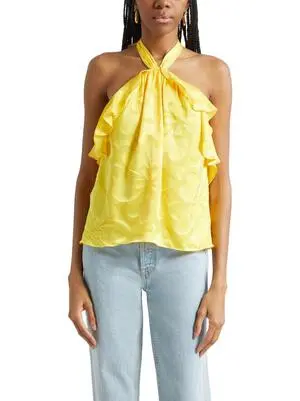 Ramy Brook Burnout Talia Halter Top Sunshine Burnout