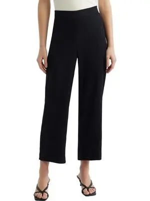 Anne Klein Crinkle Ankle Wide Leg Pants - Anne Black