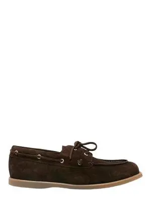 Etro Lace-up Suede Boat Shoes - Brown
