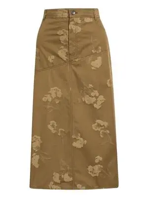 Erdem Cotton-jacquard Midi Skirt - Army Green