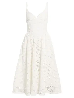 PatBO Rhythmic Cotton Crocheted Lace Midi Dress - Off-white