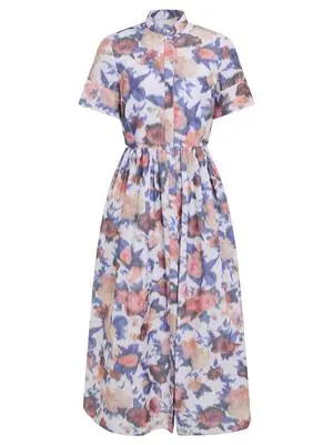 Erdem Floral-print Cotton-blend Taffeta Midi Shirt Dress - Multicolor