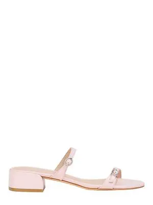 STUART WEITZMAN Ginger Leather Mules With Embellished Buckles - Baby Pink