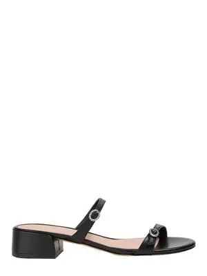STUART WEITZMAN Ginger Leather Mules With Embellished Buckles - Black