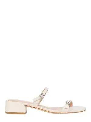 STUART WEITZMAN Ginger Leather Mules With Embellished Buckles - Cream